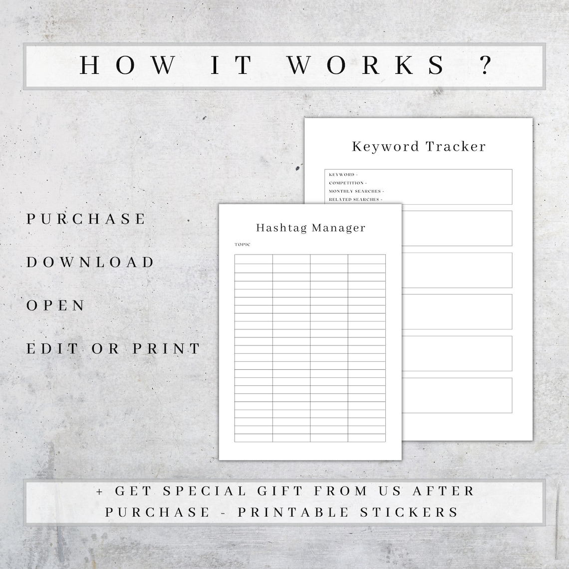 Keywords & Hashtags Tracker Printable | Small Business Planner Tools ...