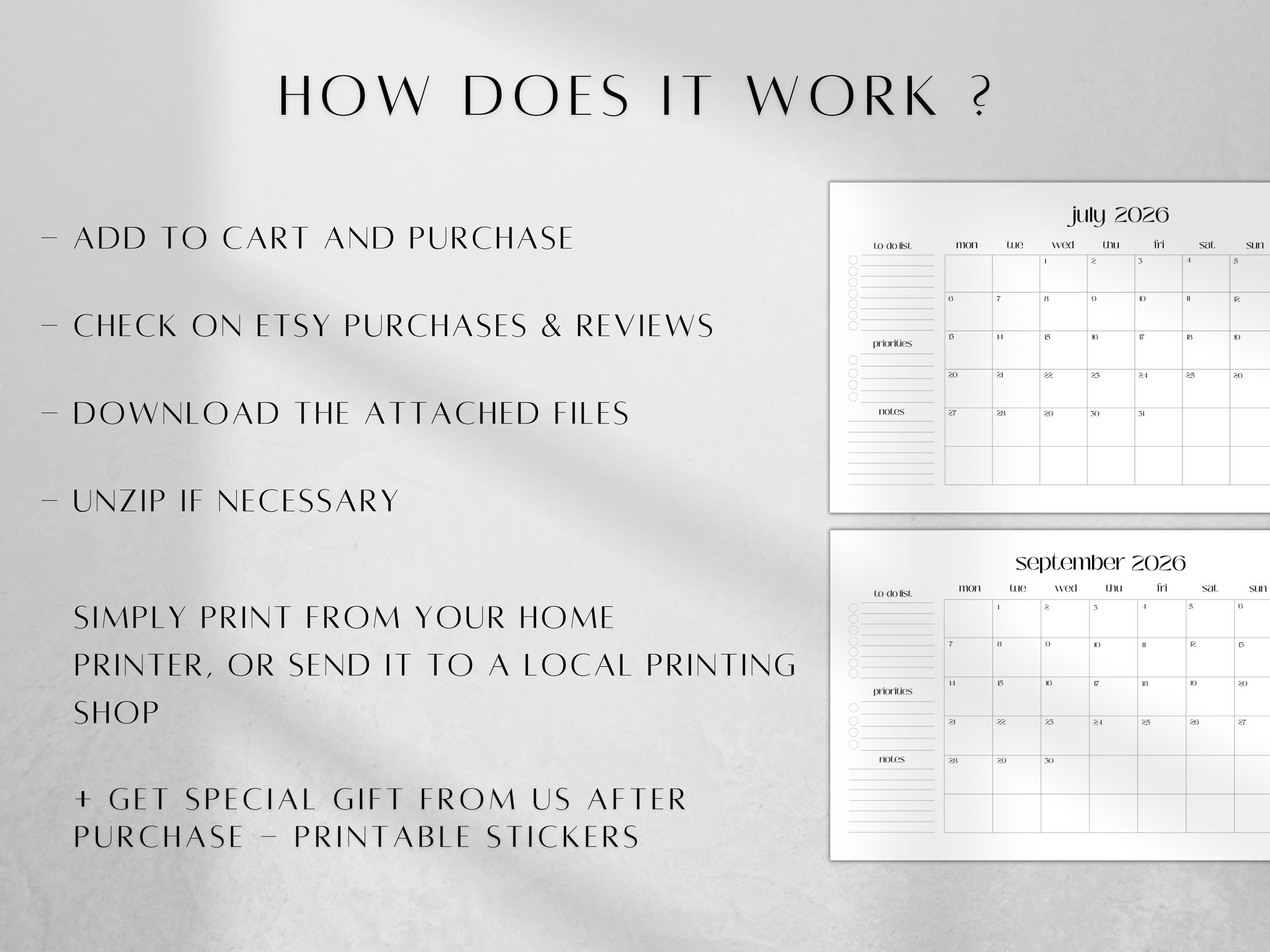 2026 Printable Dated Calendar | Digital Monthly Desk Planner | Monthly ...
