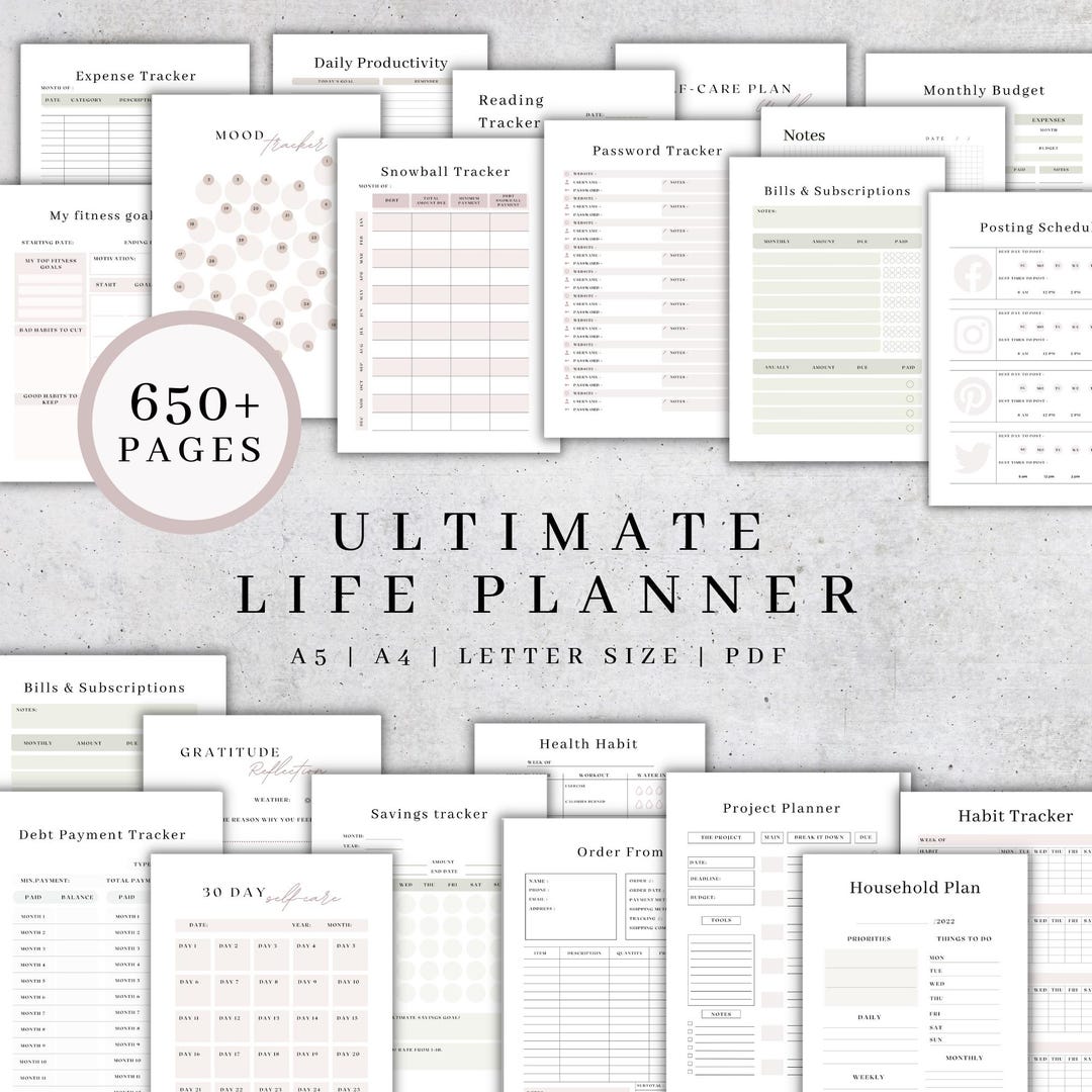 Ultimate Life Planner | Printable Life Organizer | Digital ADHD Planner ...