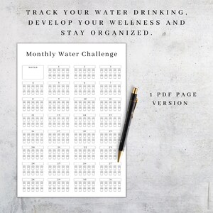 Monthly Water Challenge Sheet Printable | Hydration Tracker | Fitness ...