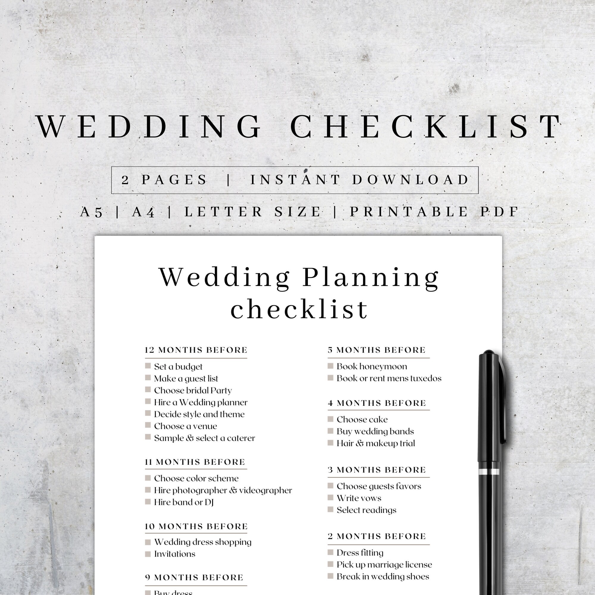 Wedding Checklist Printable Wedding Planning Pages PDF - Etsy Australia