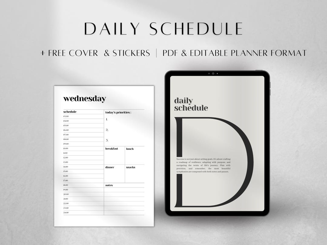 Editable Daily Schedule Printable | Daily Agenda PDF | Productivity ...