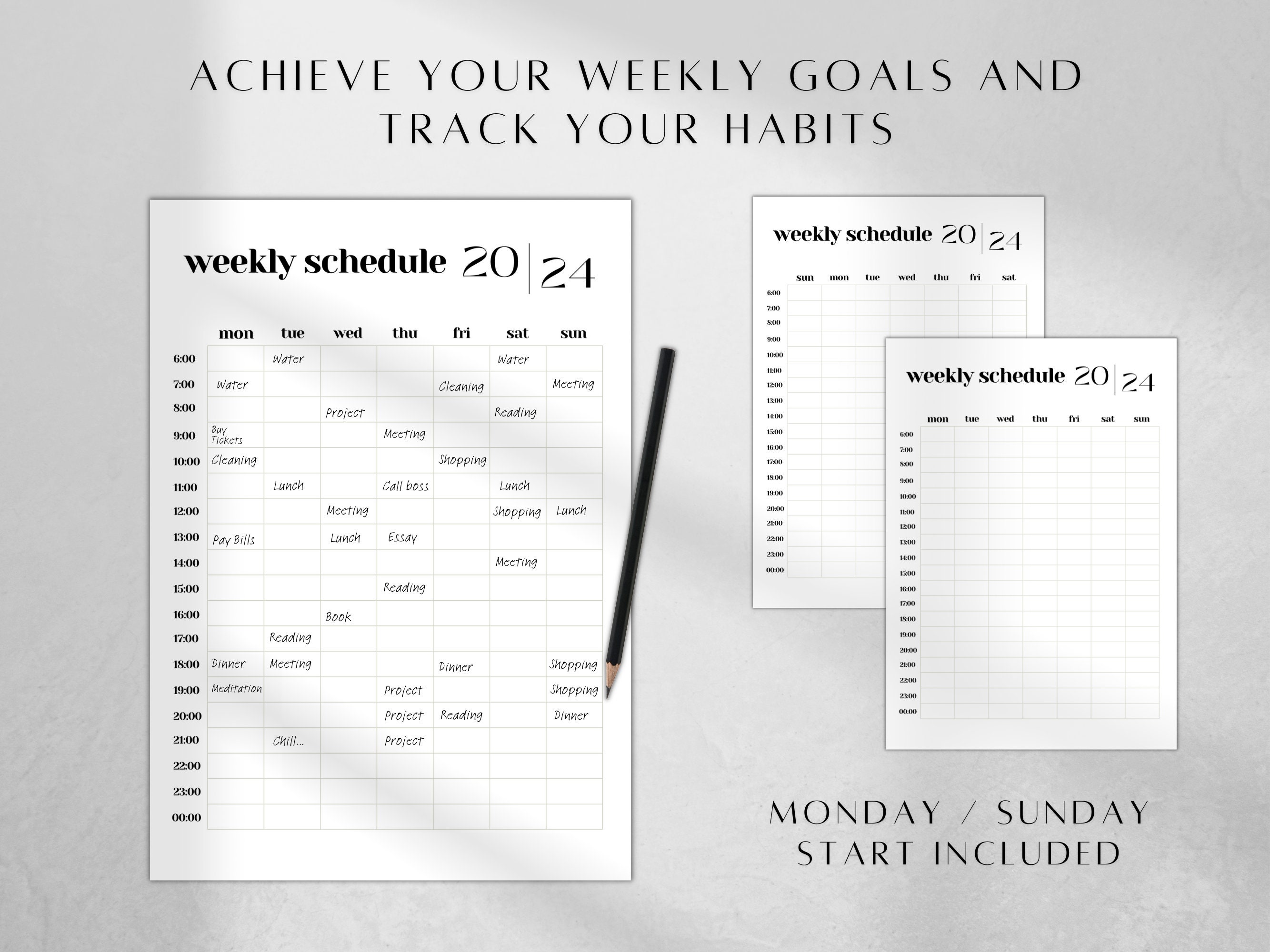 Printable Weekly Schedule Weekly Planner 2024 Minimalist - Etsy