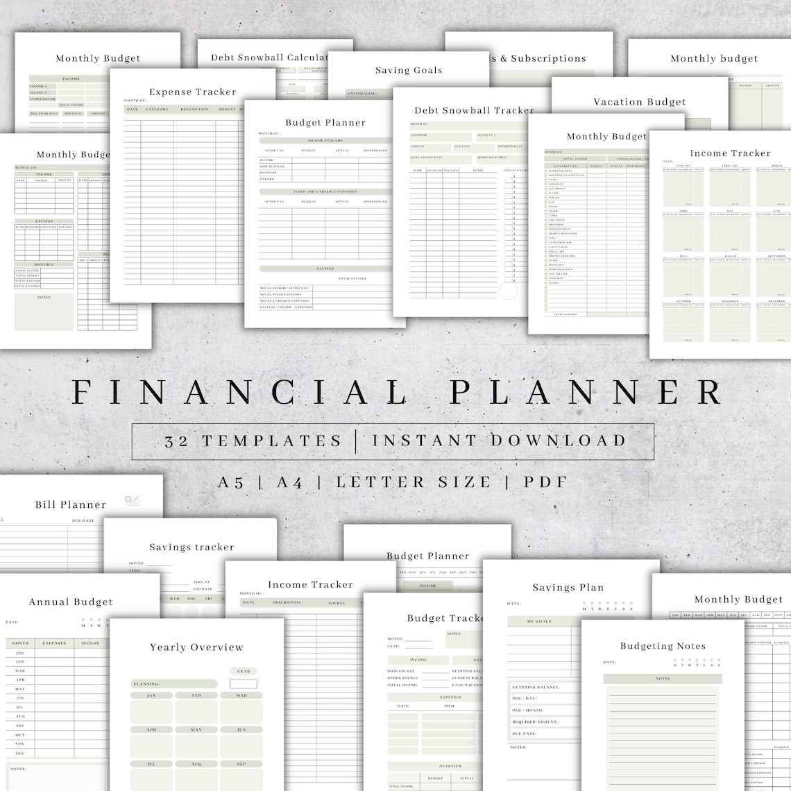 Financial Planner| Printable Budget Planner| Finance Savings Tracker ...