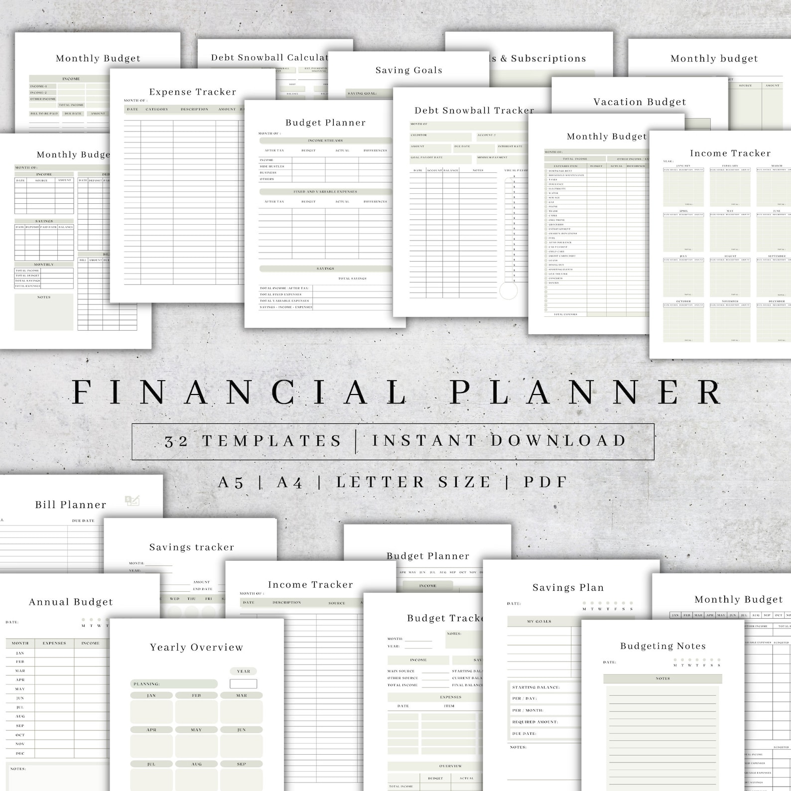 Financial Planner| Printable Budget Planner| Finance Savings Tracker ...