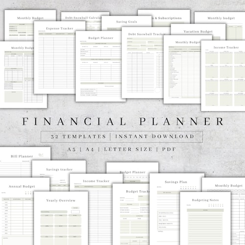 Budget Planner Printable PDF minimalist Finance Planner - Etsy