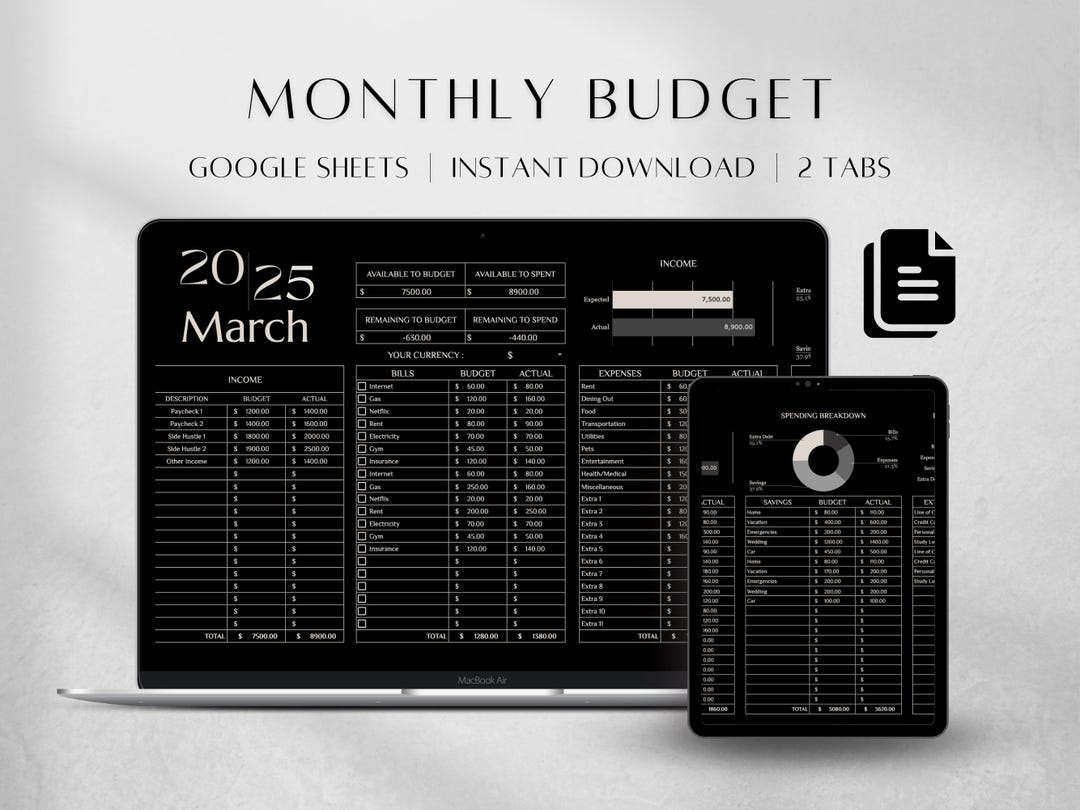Budget Spreadsheet Google Sheets | Monthly Budget Google Sheet ...