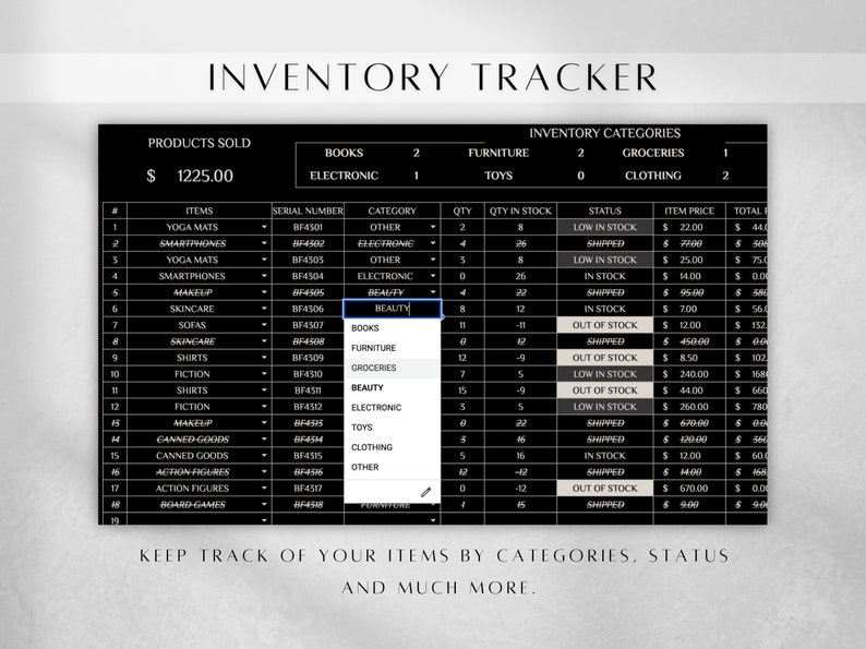 Inventory Tracker Google Sheets | Etsy Seller | Reseller Spreadsheet ...