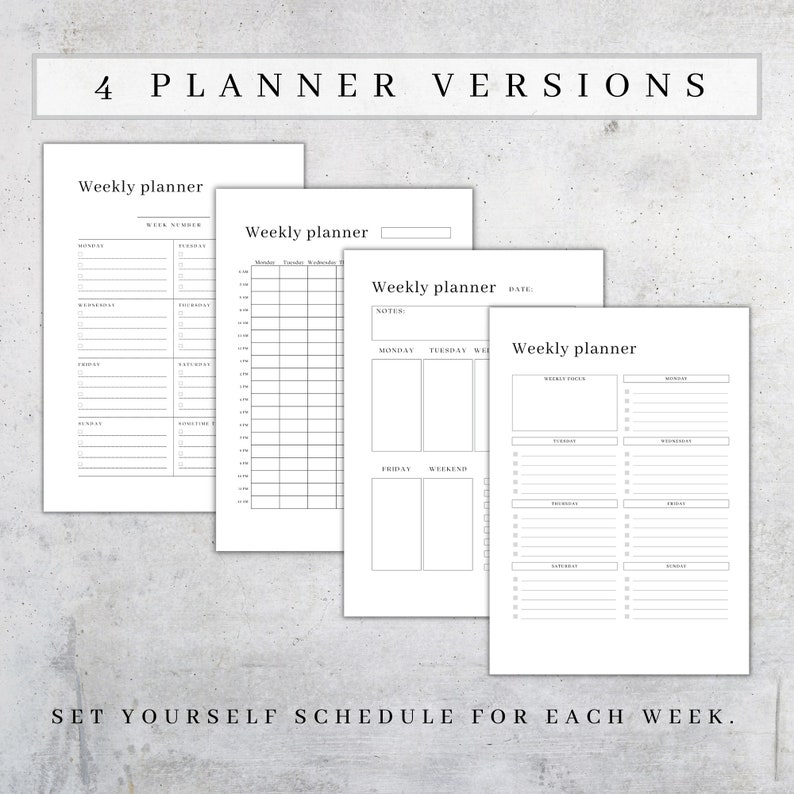 Weekly Planner Weekly Schedule Weekly Planner Printable - Etsy