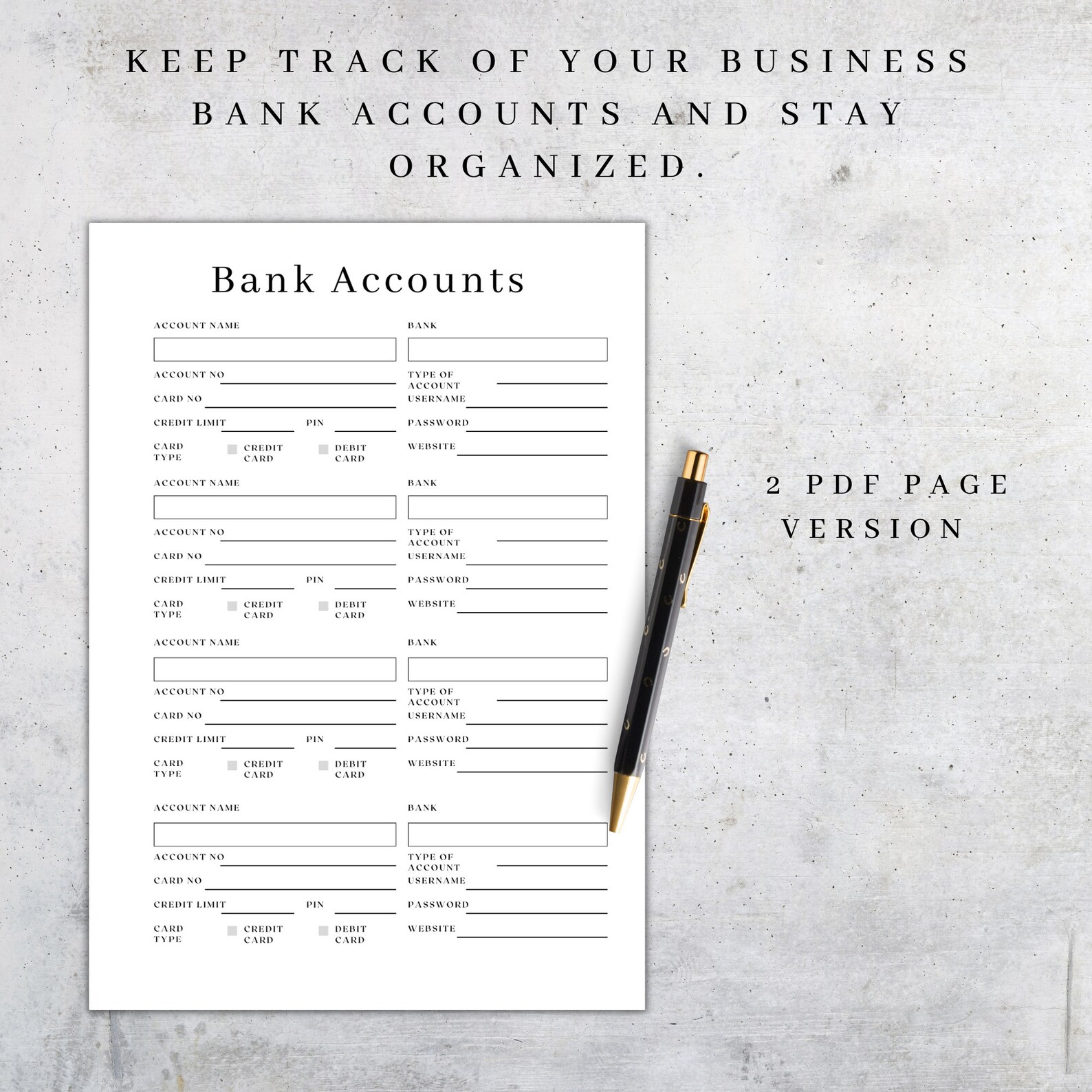 Bank Account Tracker Printable Business Bank Account Log - Etsy