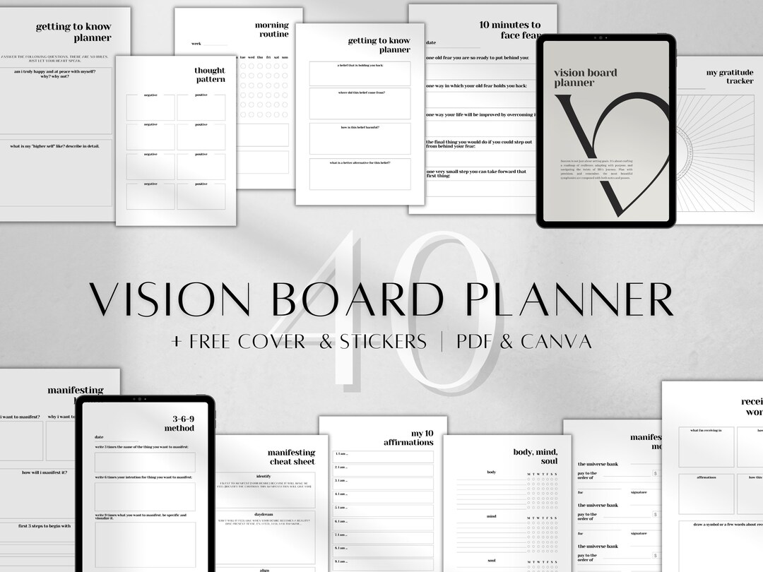 Digital Vision Board Planner | Printable Canva Journaling Pages ...