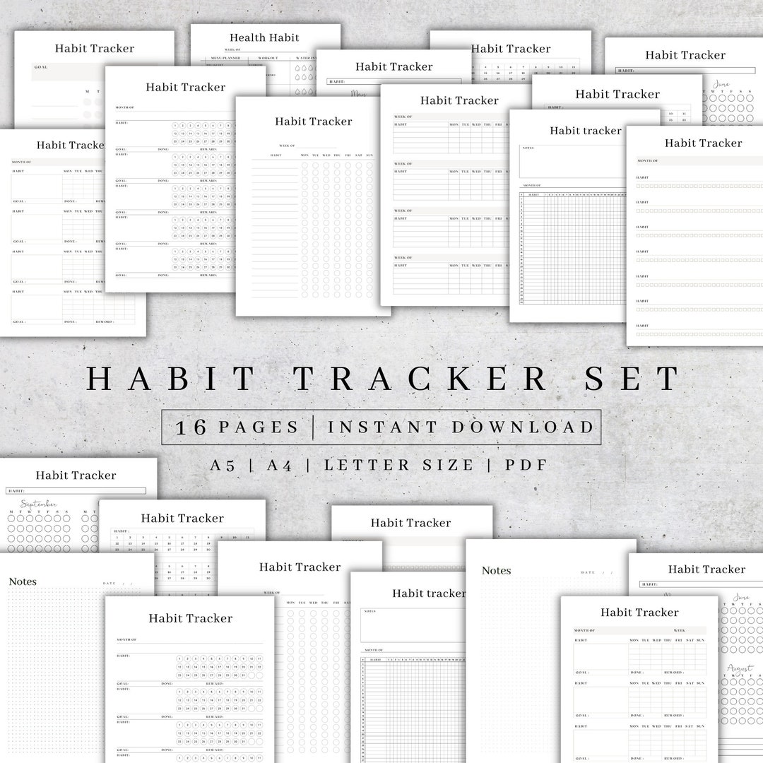 2025 Habit Tracker Printable | Habit Tracker Digital | Yearly, Monthly ...