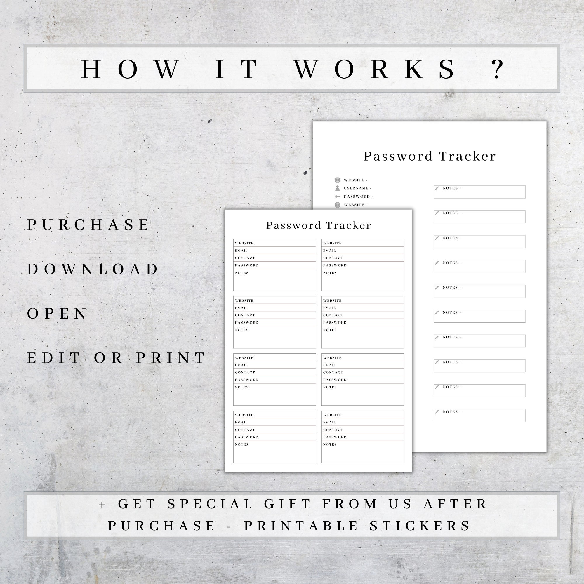 Password Tracker Printable Password Log PDF Password - Etsy