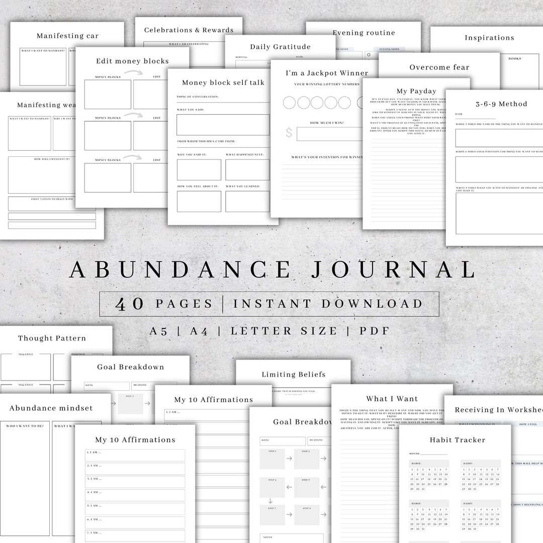 Abundance Journal Printable | Digital Manifestation Planner | Dream ...