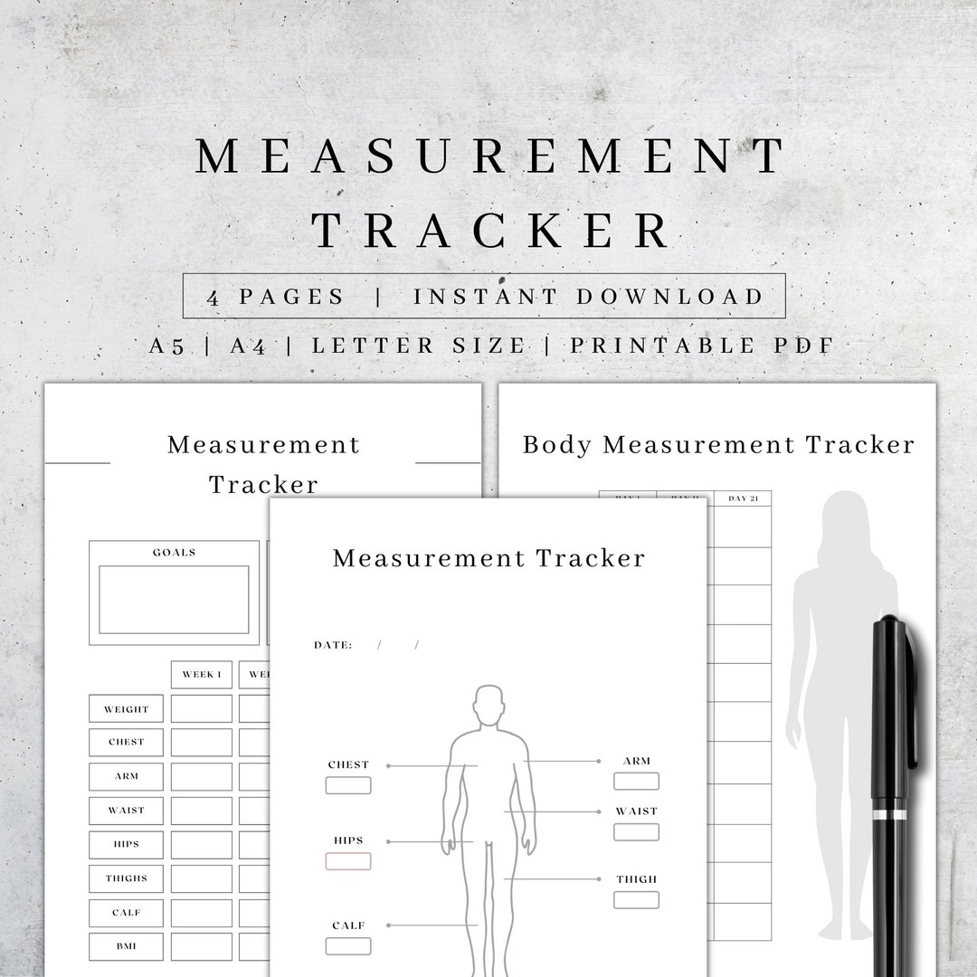 Body Measurement Tracker Printable | Weight Loss Challenge | Fitness ...