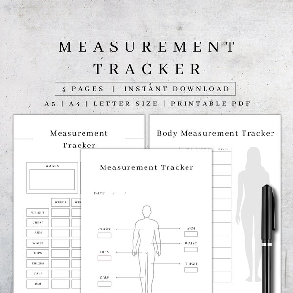 Printable Fitness Measurement Tracker - Etsy