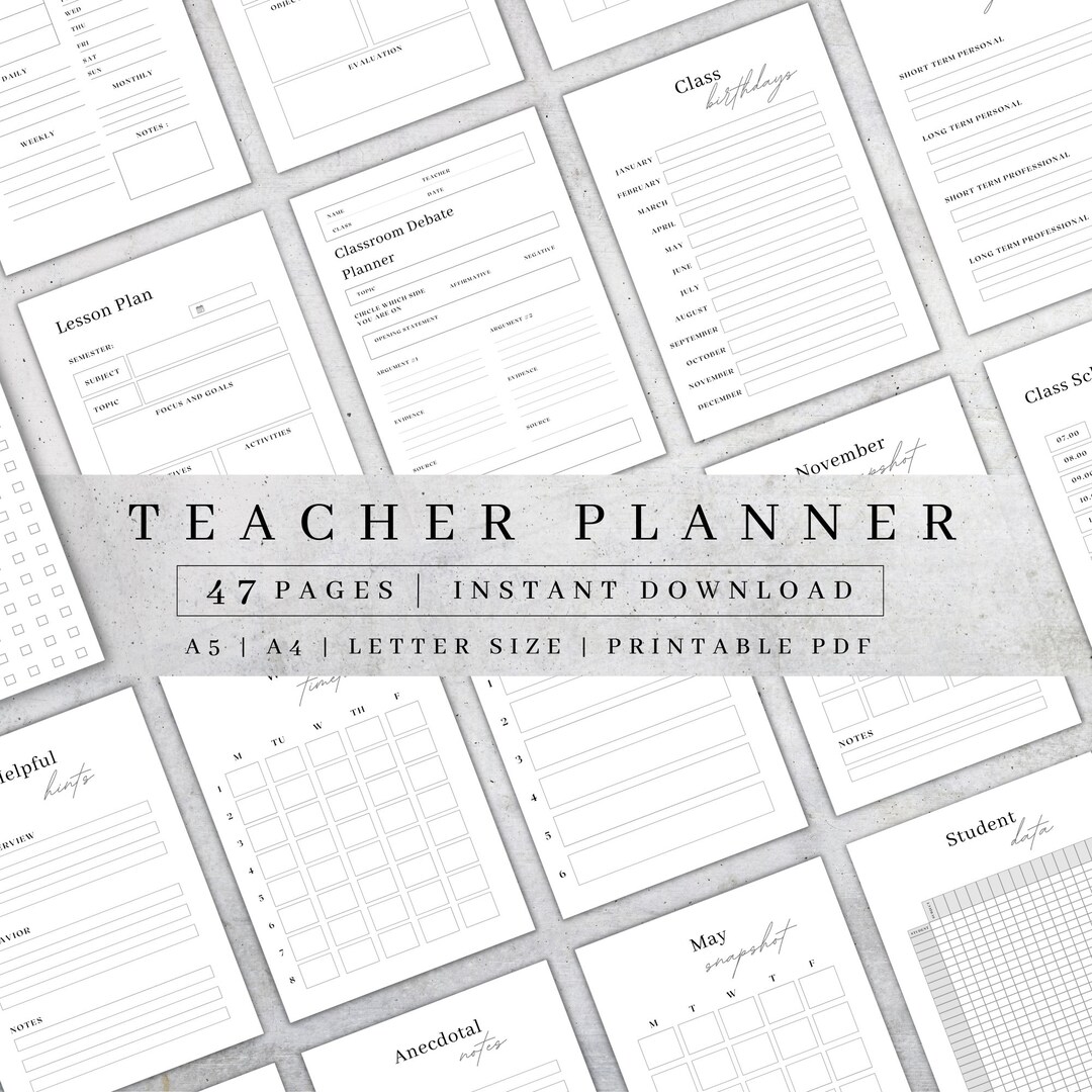 Teacher Planner Printable | Digital Teaching Plan Kit| Lesson Plan Book ...