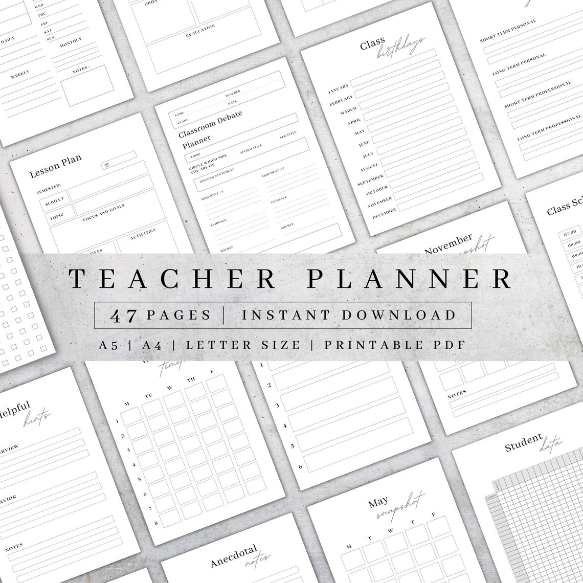 Teacher Planner Printable Digital Teaching Plan Kit Lesson - Etsy