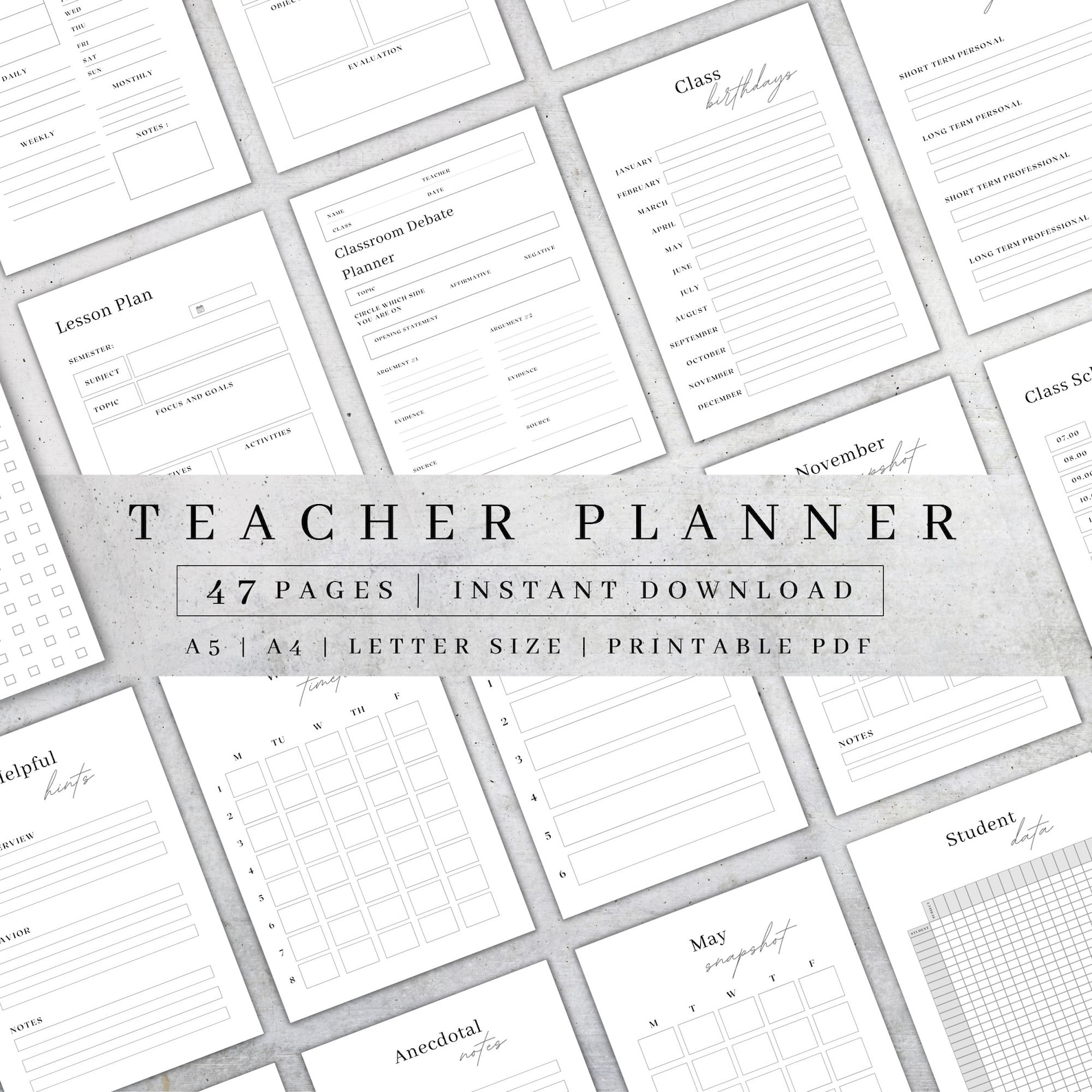 Teacher Planner Printable Digital Teaching Plan Kit Lesson - Etsy