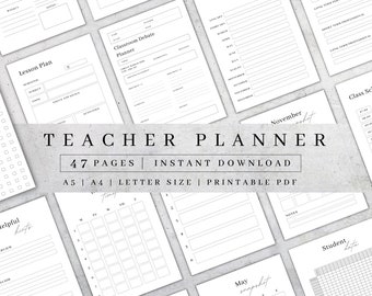 Teacher Planner Printable | Digital Teaching Plan Kit| Lesson Plan Book ...
