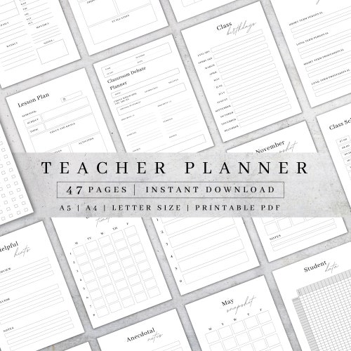 Teacher Planner Printable Digital Teaching Plan Kit Lesson - Etsy