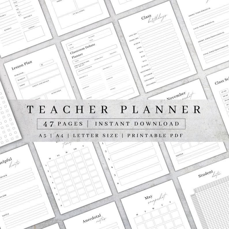 Teacher Planner Printable Digital Teaching Plan Kit Lesson - Etsy
