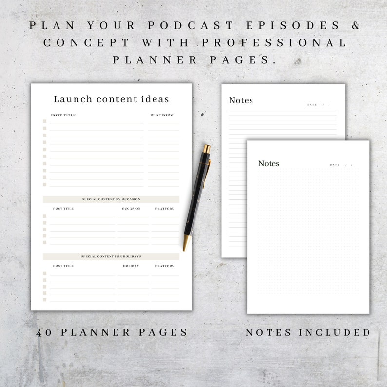 Podcast Planner Digital Printable Podcast Content Planner - Etsy