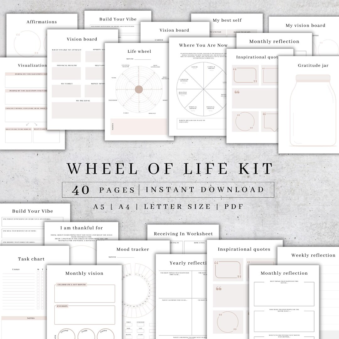 Printable Wheel of Life Kit | Digital Wheel of Life Plan | 2025 Goals ...