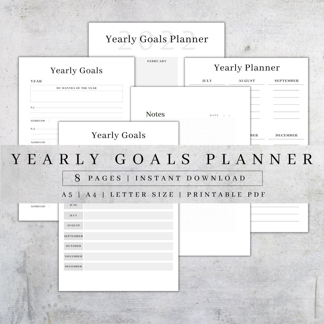 Yearly Goals Planner | Goal Setting Kit | Yearly Planner Printable ...