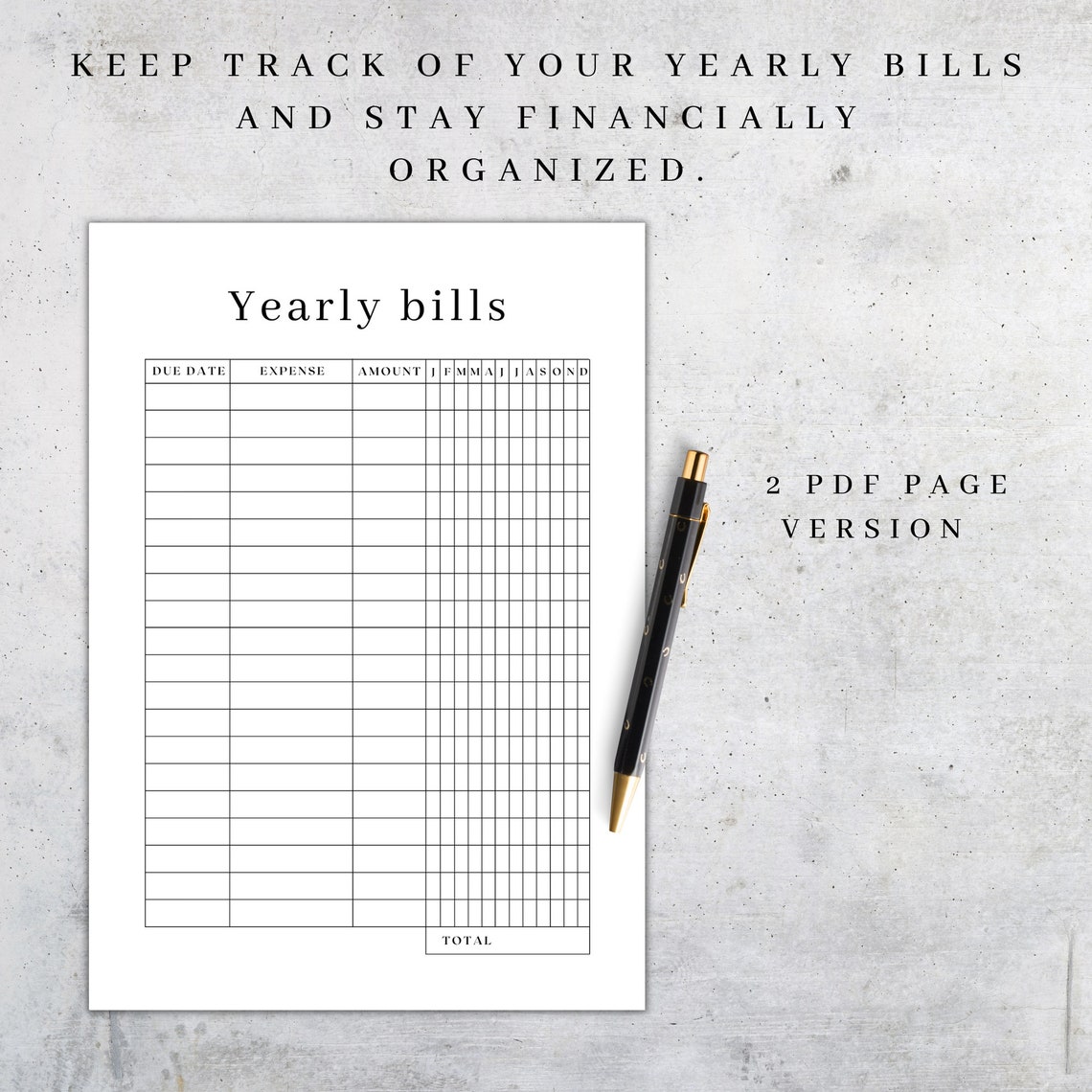 Yearly Bill Tracker Printable Annual Bill Planner Bill - Etsy