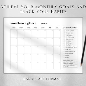 Minimalist Monthly Planner | Month at a Glance Printable | Editable ...