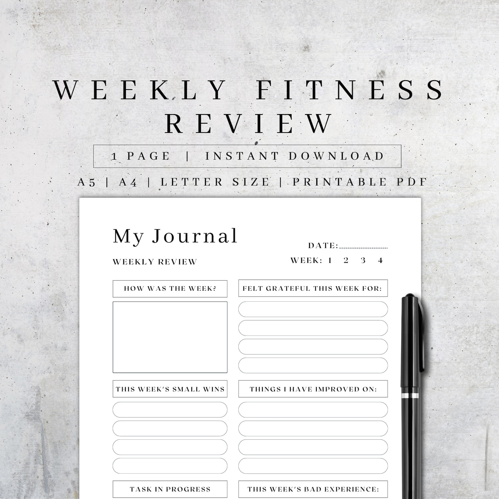 Printable Weekly Fitness Self-review Sheet Digital Fitness - Etsy