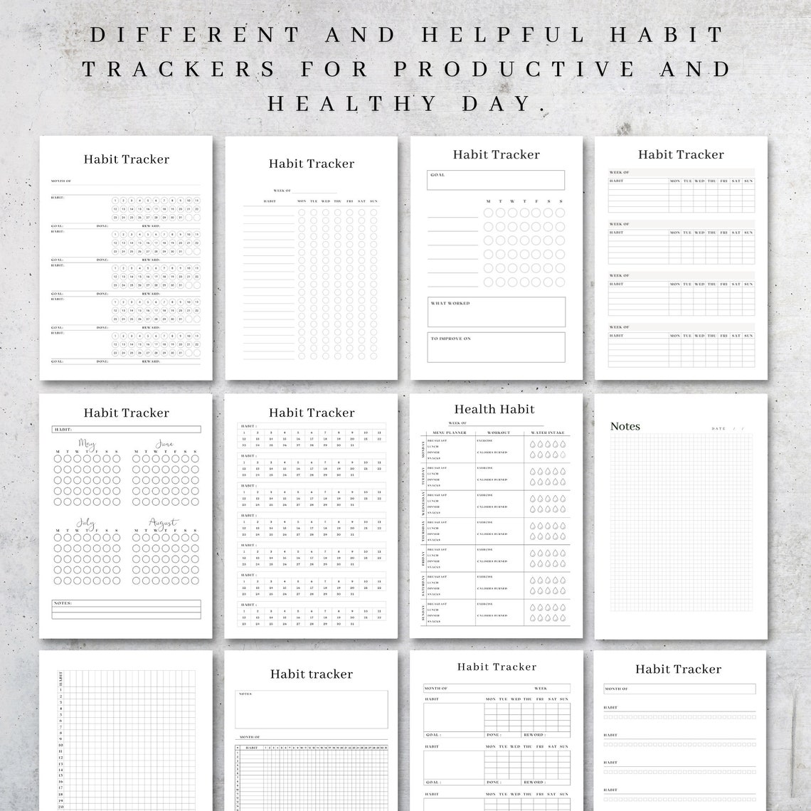 Habit Tracker Printable Daily Habit Chart Pdf Digital | Etsy