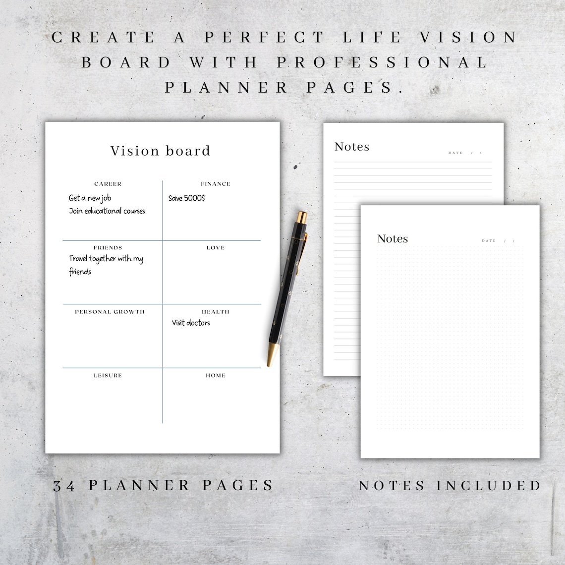 Vision Board Digital | Printable Journaling Pages | Mental Health ...