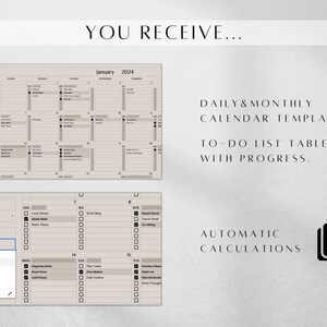 Digital Daily Monthly Calendar Template | Productivity Tracker | Daily ...
