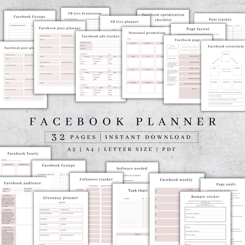 Digital Facebook Planner | Social Media Planner | Facebook Marketing ...