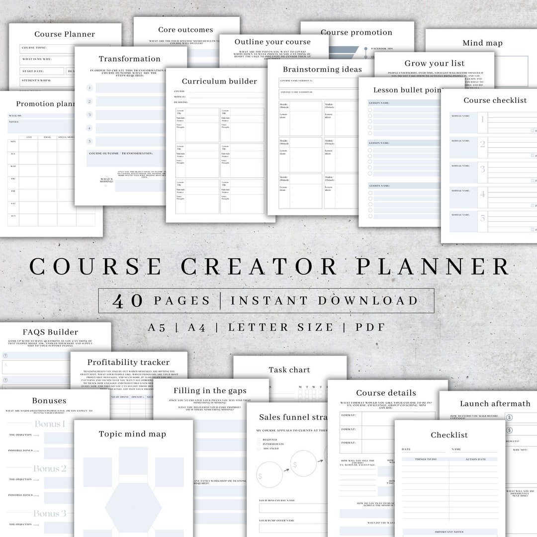 Printable Online Course Planner | Course Creator Planner | Printable ...