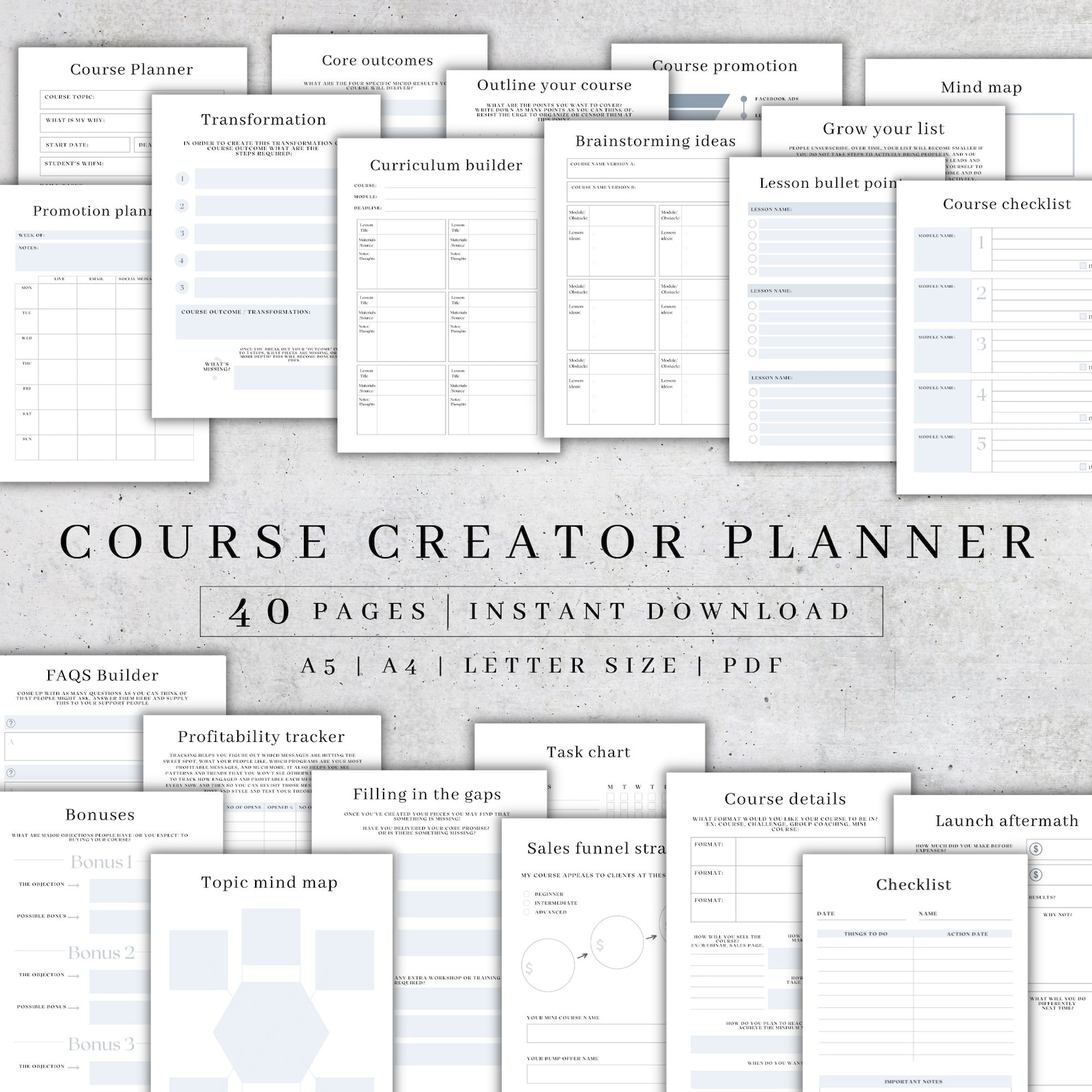 Printable Online Course Planner Course Creator Planner - Etsy