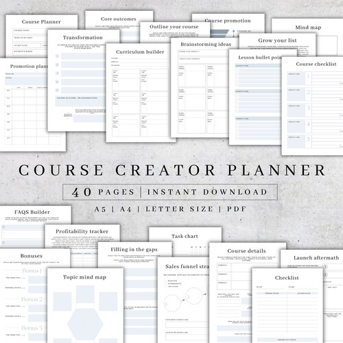 Printable Online Course Planner Course Creator Planner - Etsy