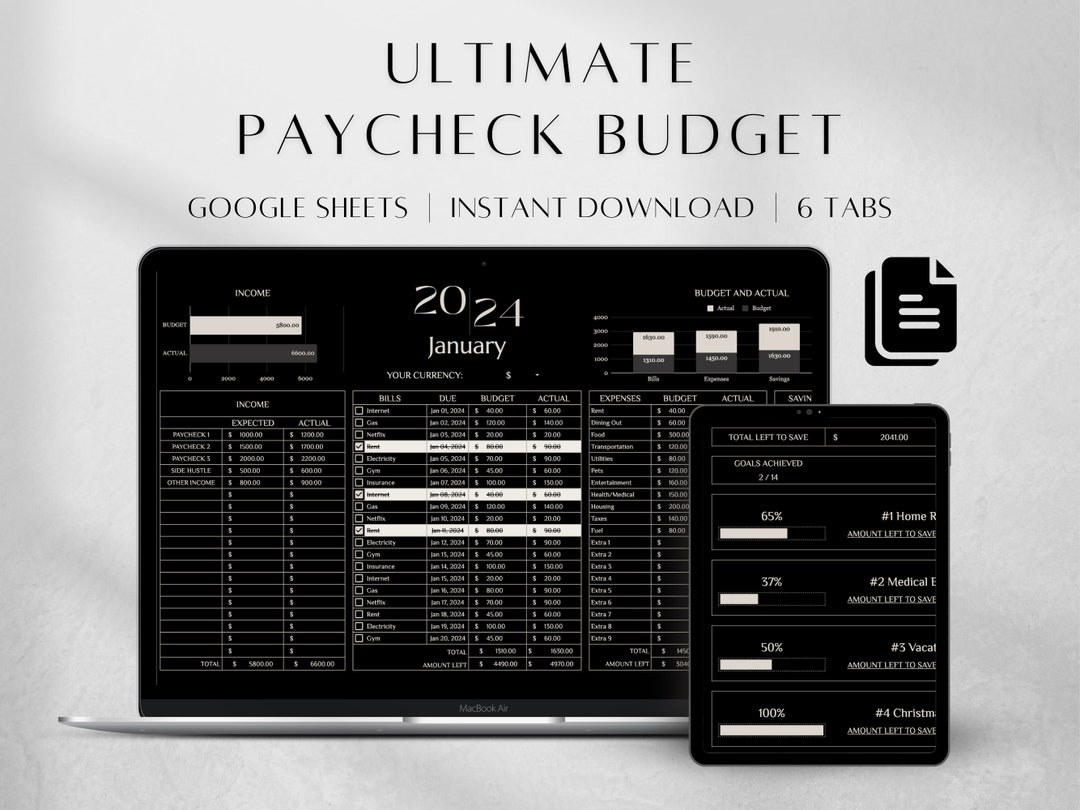 Ultimate Budget Spreadsheet Google Sheets Paycheck Budget Template ...