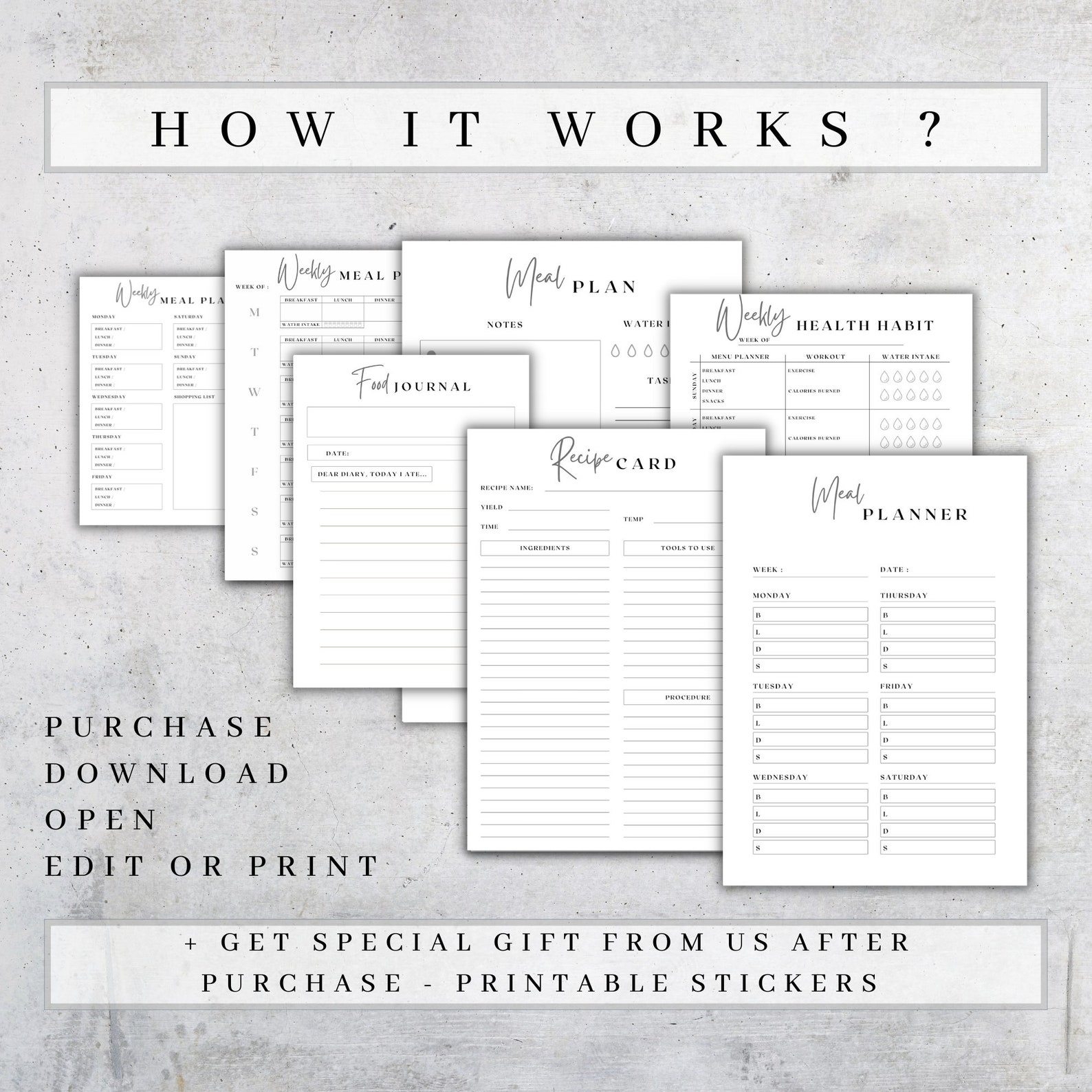Printable Meal Planner Grocery List Pdf DIY Recipe Book - Etsy