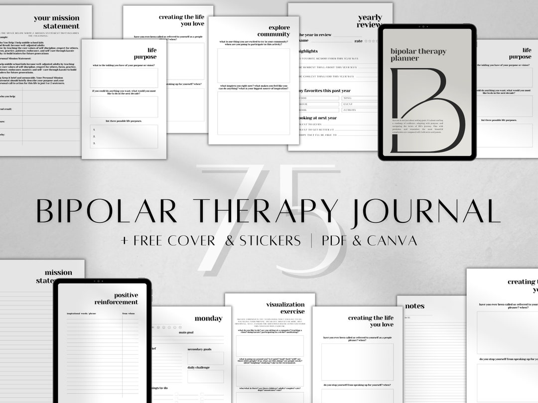 Digital Bipolar Therapy Journal | Therapy Planner Printable | Anxiety ...