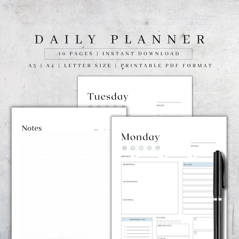 Printable Daily Planner Daily Page Insert for PDF Annotation - Etsy