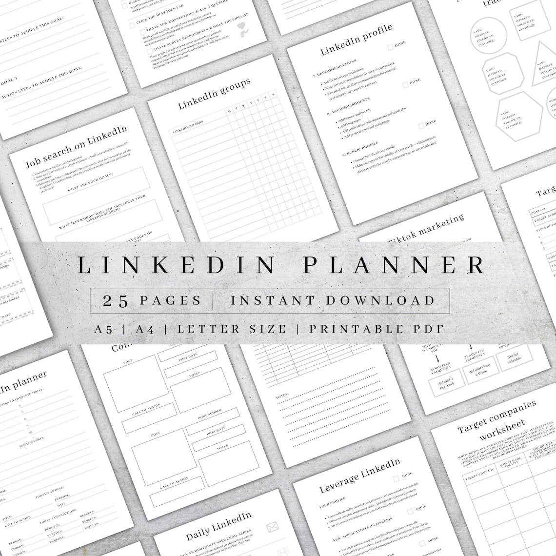 Linkedin Planner Digital Printable Linkedin Job Strategy - Etsy