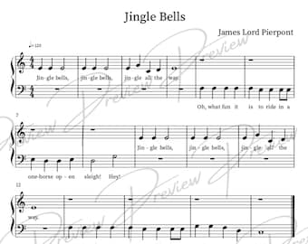 Jingle Bells Beginner Piano Sheet Music - Etsy