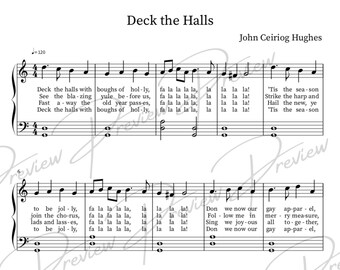Deck the Halls Piano Sheet Music, Let's Play Music, Christmas, Beginner ...
