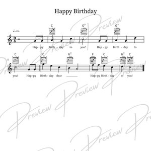 Happy Birthday Sheet Music Guitar - Etsy