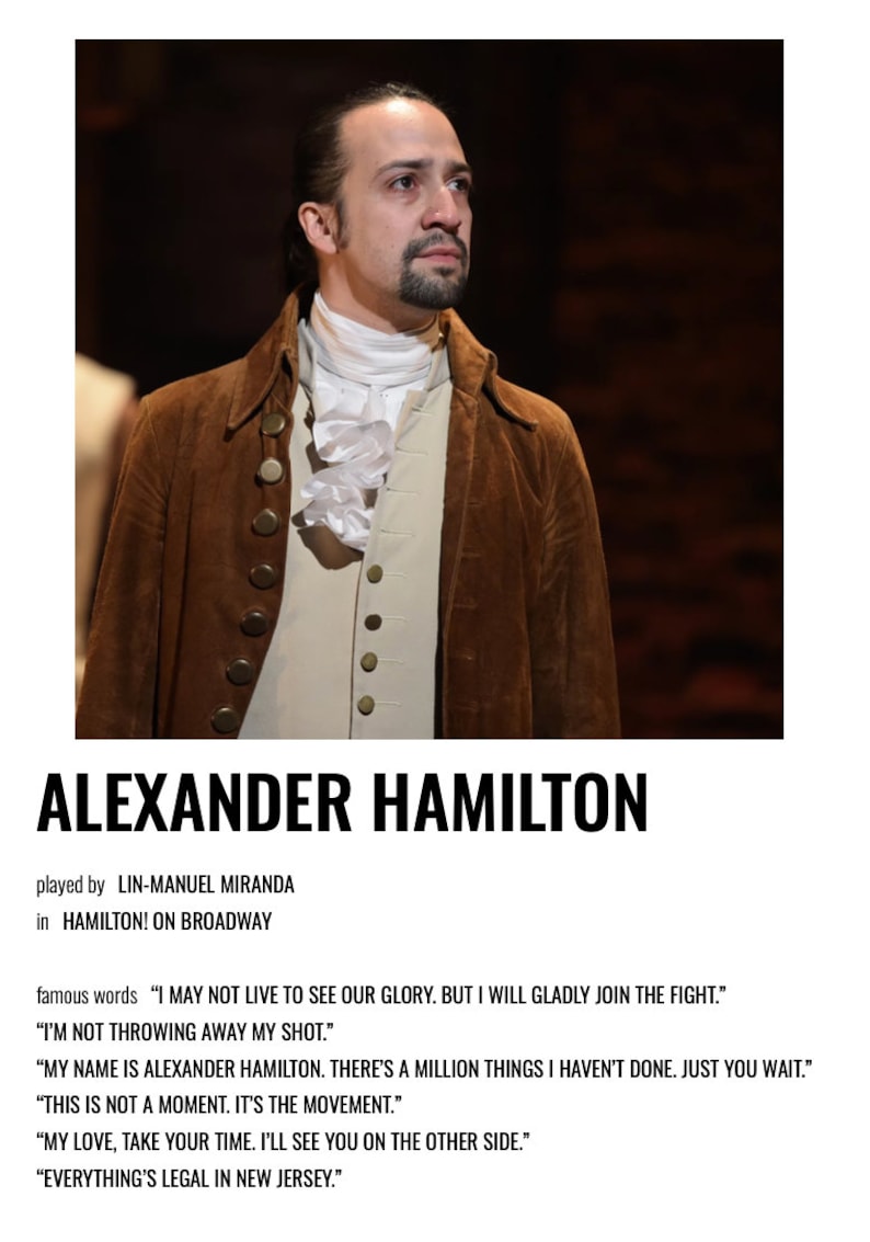Hamilton the Musical Broadway Minimalist Prints 6x4" - Etsy