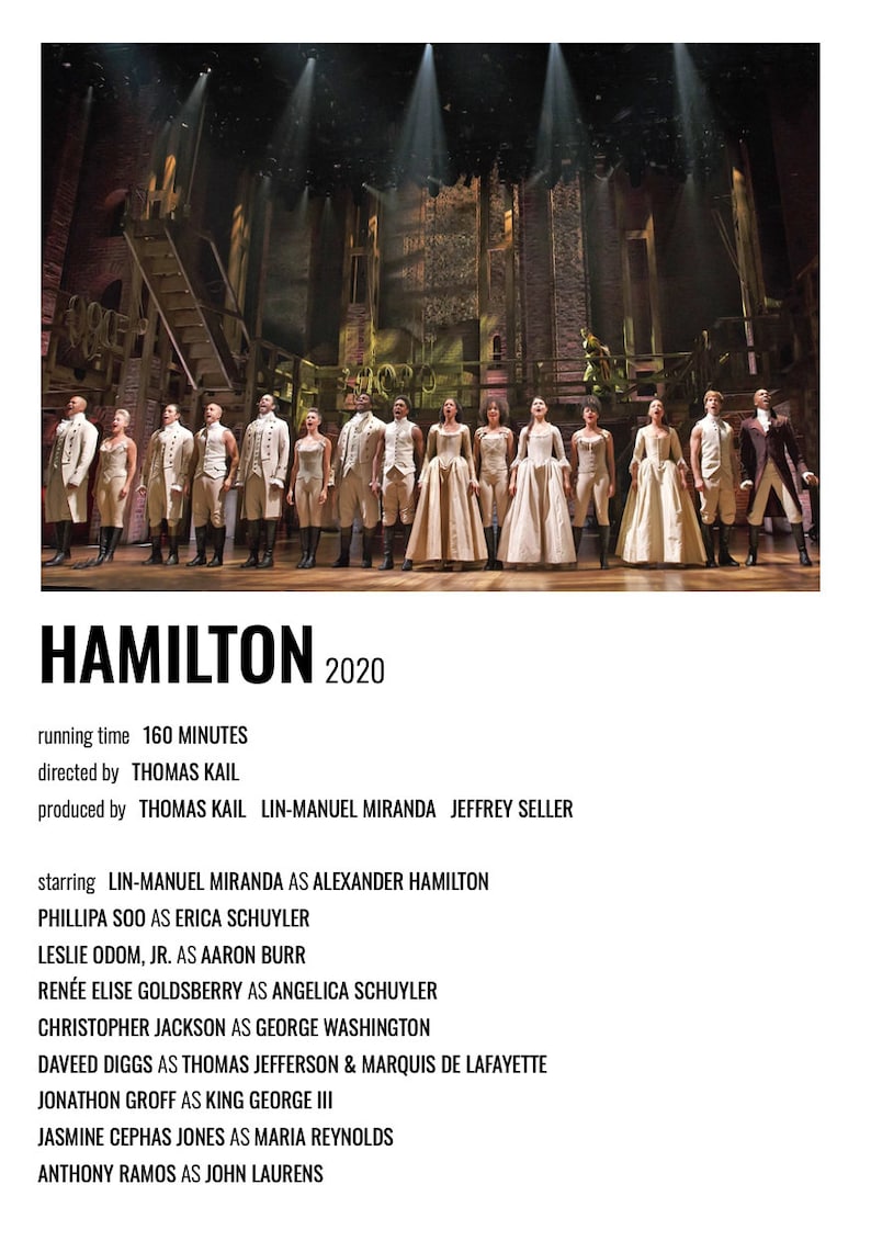 Hamilton the Musical Broadway Minimalist Prints 6x4" - Etsy
