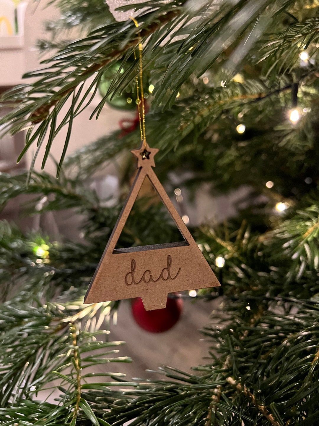 Personalised Engraved Wooden Hanging Christmas Tree Decoration Bauble ...